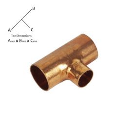 End Feed Reducing Tee - 15mm x 15mm x 22mm
